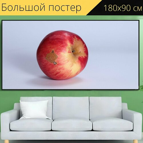 Большой постер "Яблоко, красный, фрукты" 180 x 90 см. для интерьера