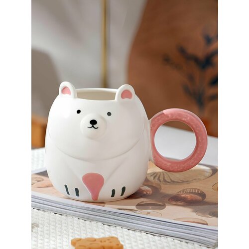 Кружка для чая кофе керамическая Honey bear white 560 мл