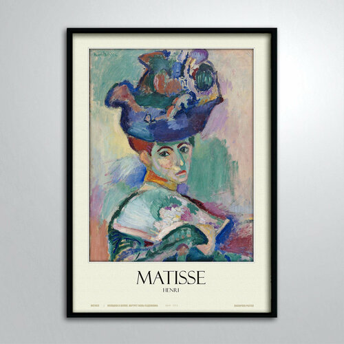 Постер в раме/Картина на стену/Анри Матисс Женщина в шляпе (Портрет жены художника)