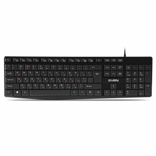 Клавиатура проводная SVEN KB-S305, USB, 105 кнопок, черная, SV-018801 упаковка 2 шт.