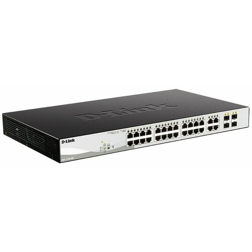 Коммутатор D-Link DGS-1210-28P/F5A Настраиваемый L2 коммутатор с 24 портами 10/100/1000Base-T и 4 комбо-портами 100/1000Base-T/SFP (24 порта