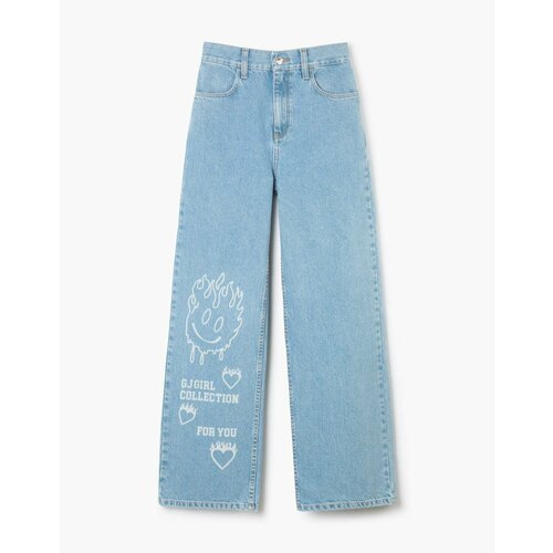 Джинсы  Gloria Jeans, размер 9-10л/140 (35), голубой