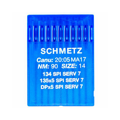 Иглы для промышленных швейных машин Schmetz, толстая колба 134/DPx5 SPI SERV7 №90, 10 шт.