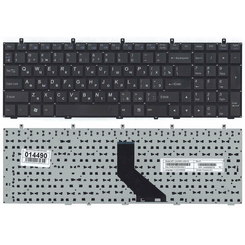 Клавиатура для Clevo W650SR черная (плоский ENTER)