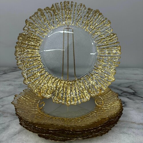 Дизайнерские тарелки набор из 6 штук Кристалл SJ-0401/6, золотистые, 33 см