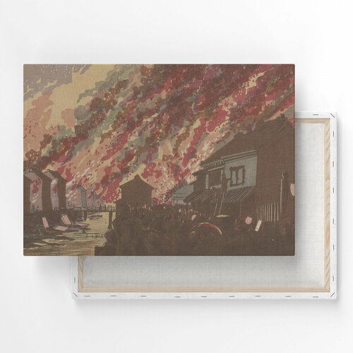 Картина на холсте, репродукция / Кобаяси Киётика - Fire Seen from Hisamatsu-cho / Размер 30 x 40 см