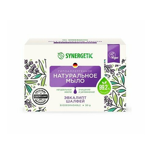 Synergetic туалетное мыло натуральное эвкалипт и шалфей 90г