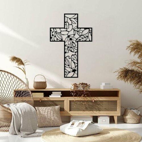 Декоративное металлическое панно, Крест (черный цвет)