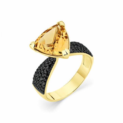 Кольцо Master Brilliant, желтое золото, 585 проба, берилл, бриллиант, размер 17.5