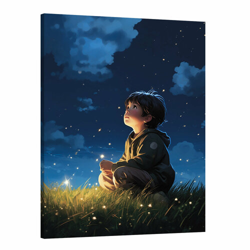 Интерьерная картина 50х70 "Мальчик и звезды"
