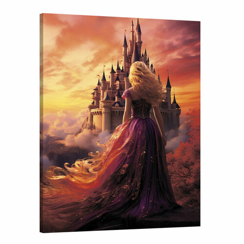 Интерьерная картина 50х70 "Принцесса на фоне замка"