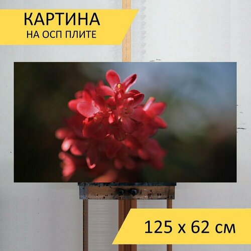 Картина на ОСП 125х62 см. "Цвести, красный, весна" горизонтальная, для интерьера, с креплениями