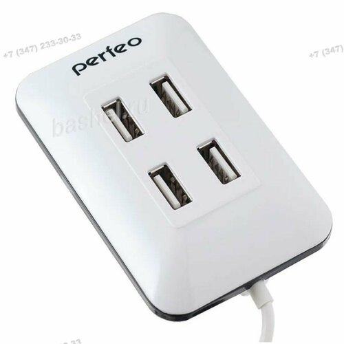 Концентратор 4 порта, USB 2.0 Perfeo, (PF-VI-H028) белый электротовар