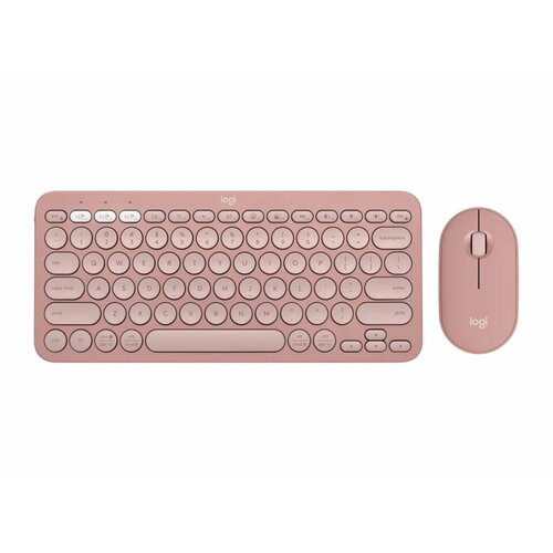 Комплект: клавиатура+мышь Logitech Pebble 2 Combo розовый, английский