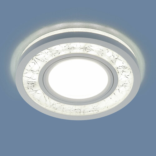 Встраиваемый светильник с LED подсветкой Elektrostandard 7020 MR16 WH/SL, G5.3+3300 К, цвет белый / серебро