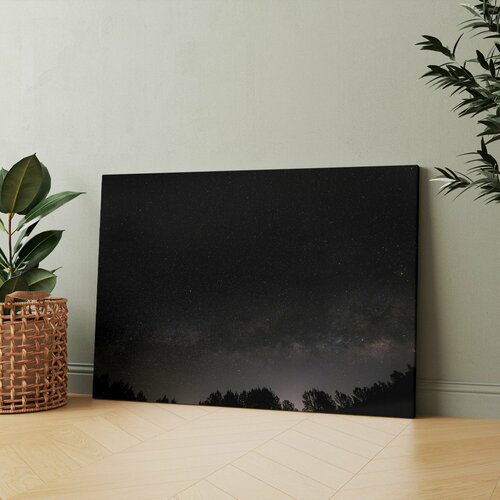 Картина на холсте (звездное небо черное темное ночное) 60x80 см/для интерьера/в комнату/на стену/в подарок