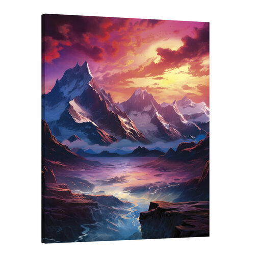 Интерьерная картина 50х70 "Закат в горах"