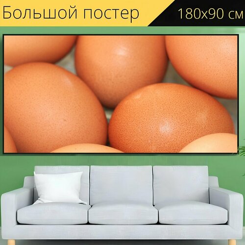 Большой постер "Яйца, браун, еда" 180 x 90 см. для интерьера