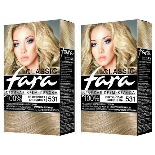 Fara Classic Стойкая крем-краска для волос, тон 531 Платиновая блондинка, 2 шт