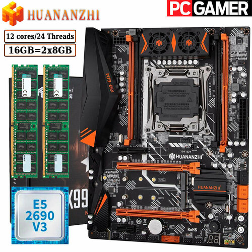Комплект материнская плата Huananzhi X99-BD4 + Xeon 2690V3 + 16GB DDR4 ECC 2x8GB