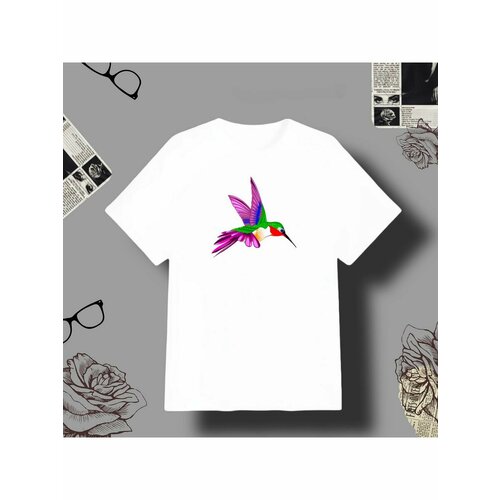 Футболка колибри птица colibri, размер 6XL, белый