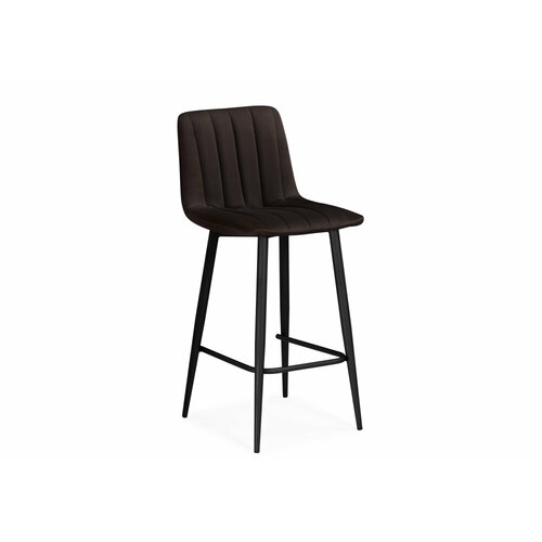 Полубарный стул KAPIOVI DANO, темно-коричневый велюр, черные ножки