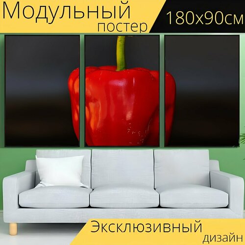 Модульный постер "Перец, овощи, красный" 180 x 90 см. для интерьера