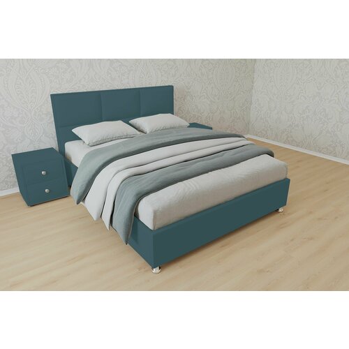 Односпальная кровать Корсика 90x200 с подъемным механизмом и с коробом для белья велюр бирюзовый без ножек