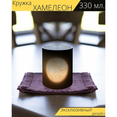 Кружка хамелеон с принтом "Пространство искусства, планета, пространство" 330 мл.