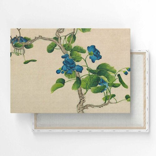 Картина на холсте, репродукция / Чжан Руоай - Climbing Blue Flowers / Размер 30 x 40 см