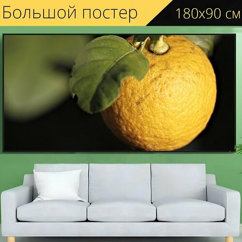 Большой постер "Лимон, фрукты, завод" 180 x 90 см. для интерьера
