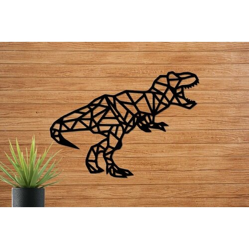 Декоративное панно деревянное, Динозавр T-Rex (черный цвет)