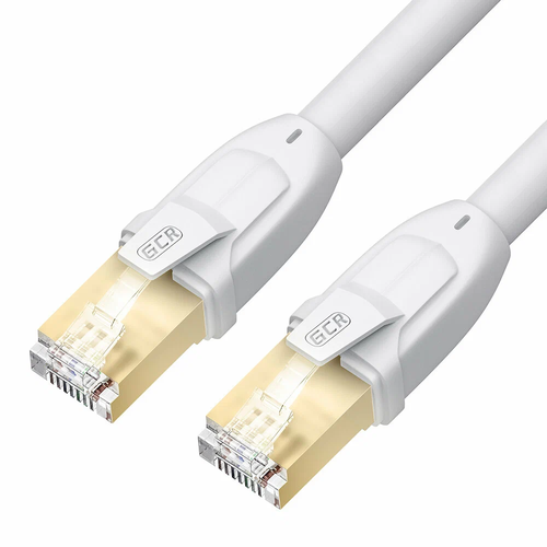 Кабель для интернета 3м PROF LSZH S/FTP cat.8 40 Гбит/с RJ45 LAN ethernet high speed компьютерный кабель для интернета медный экранированные коннекторы контакты 24K GOLD (GCR-L306) черный