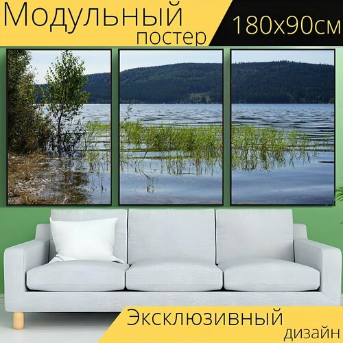 Модульный постер "Шлухзее, вода, черный лес" 180 x 90 см. для интерьера