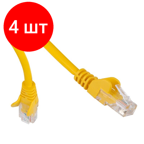 Комплект 4 штук, Патч-корд Lanmaster LSZH UTP Cat.6, 5.0 м, желтый (LAN-PC45/U6-5.0-YL)