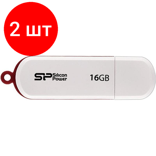 Комплект 2 штук, Флеш-память Silicon Power LuxMini 320 16Gb/USB 2.0/Белый (SP016GbUF2320V1W)