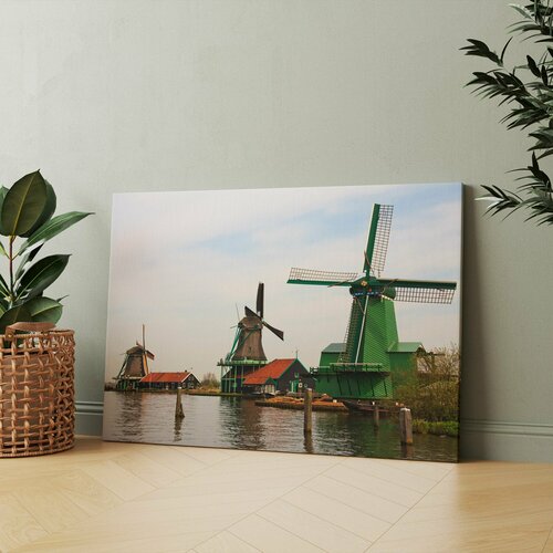 Картина на холсте (голландия мельницы заансе сханс нидерланды) 60x80 см/для интерьера/в комнату/на стену/в подарок