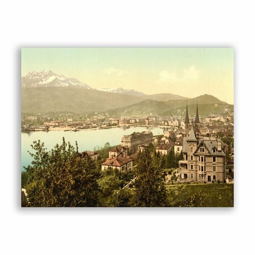 Постер, плакат на бумаге / Pilatus and Lucerne, Lucerne, Switzerland / Размер 60 x 80 см