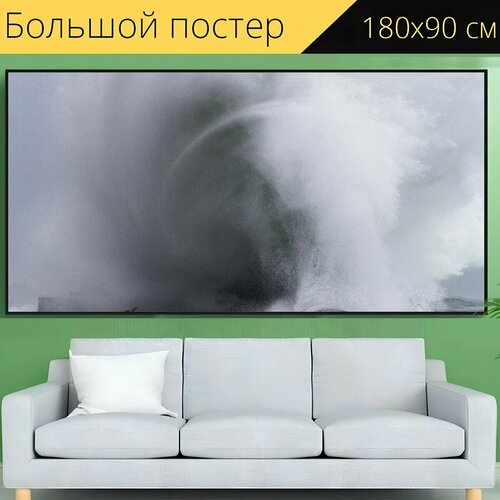 Большой постер "Волна, буря, морей" 180 x 90 см. для интерьера