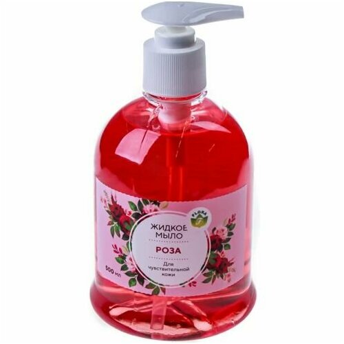 Жидкое мыло Флора народное Роза 500 мл, дозатор ,6 шт.