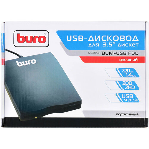 Дисковод USB 3.5" Buro BUM-USB FDD 1.44Mb внешний черный