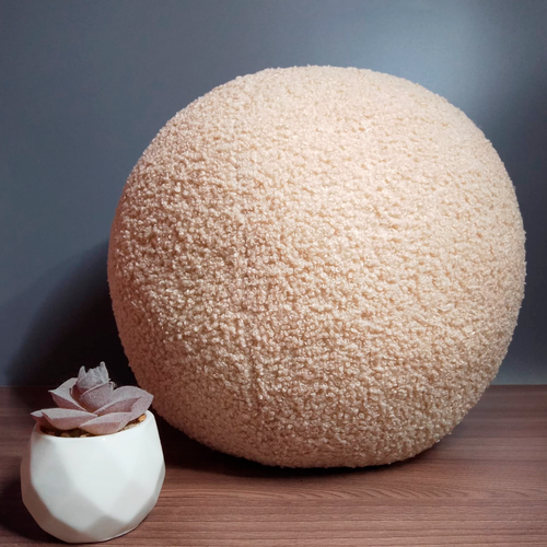 Подушка шар декоративная круглая, обхват 84 см, светло-бежевая