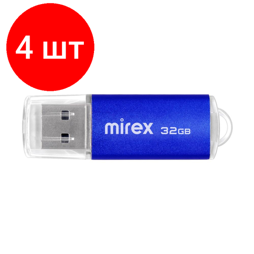 Комплект 4 штук, Флеш-память Mirex USB UNIT AQUA 32Gb (13600-FMUAQU32 )