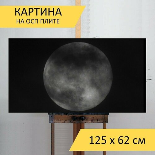 Картина на ОСП 125х62 см. "Луна, небо, свет луны" горизонтальная, для интерьера, с креплениями