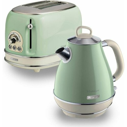 Кухонный набор с чайником и тостером Ariete ARPK2 Retro Style, Green