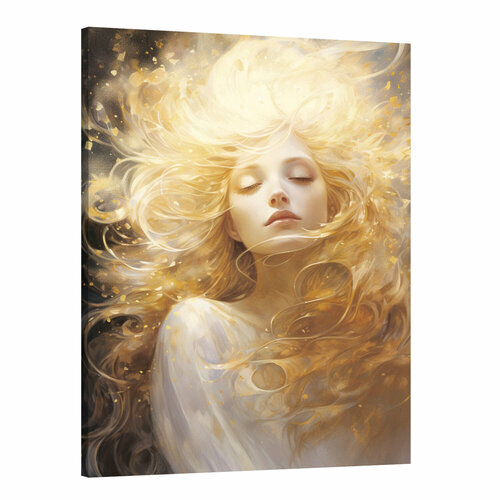 Интерьерная картина 50х70 "Ангел с золотыми прядями волос"