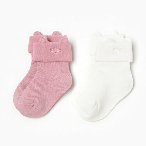 Носки Крошка Я 2 пары, размер 1-2 года, розовый, белый
