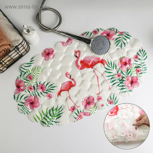 SPA-коврик для ванны на присосках Доляна "Фламинго", 36x67 см./В упаковке шт: 1