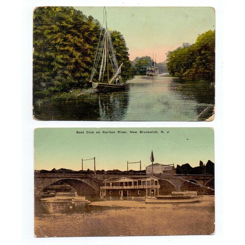 Коллекционные открытки Европа до 1917 год. Речной флот в цвете. Не частые. Набор 2 штуки.