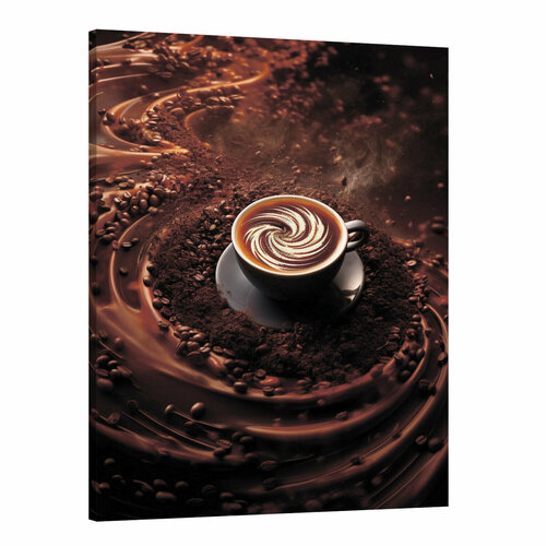 Интерьерная картина 50х70 "Кофейный вихрь"